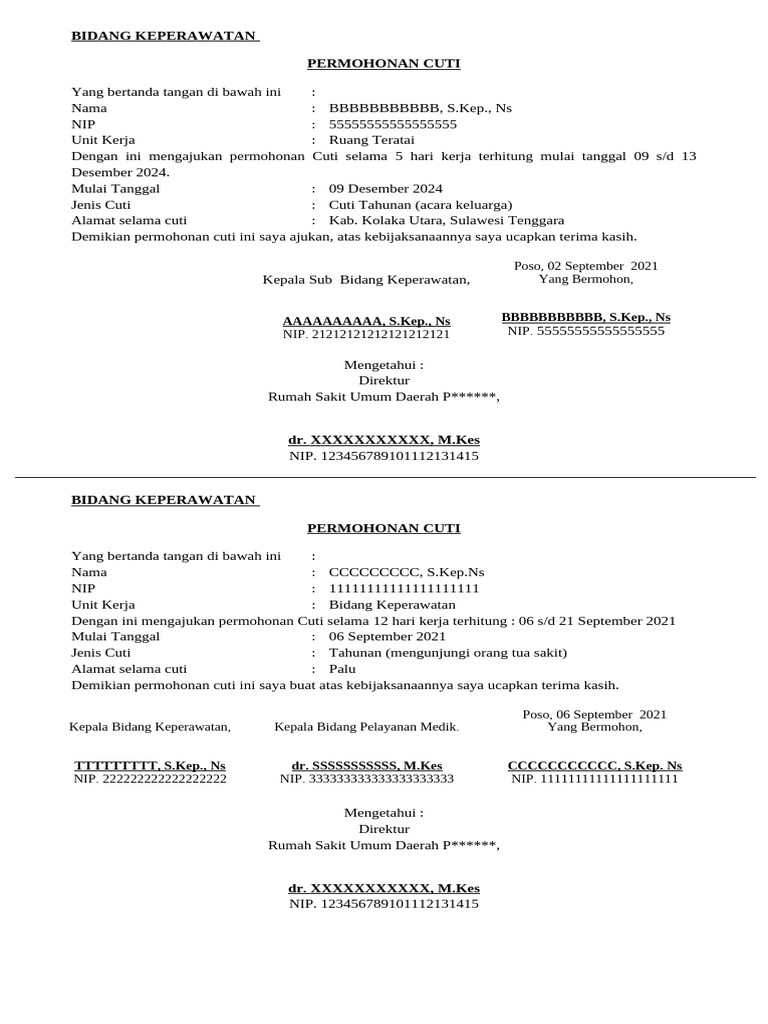 Blangko Cuti Staf | PDF