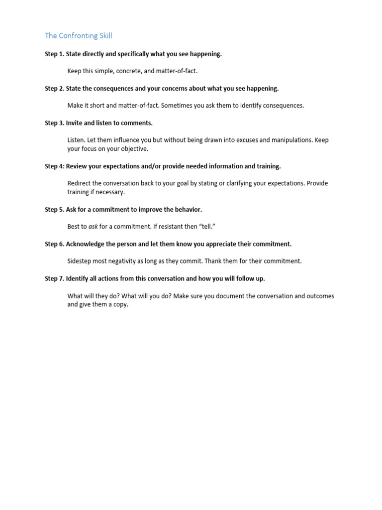 The+Confronting+Skill+ +7+Step+Process | PDF