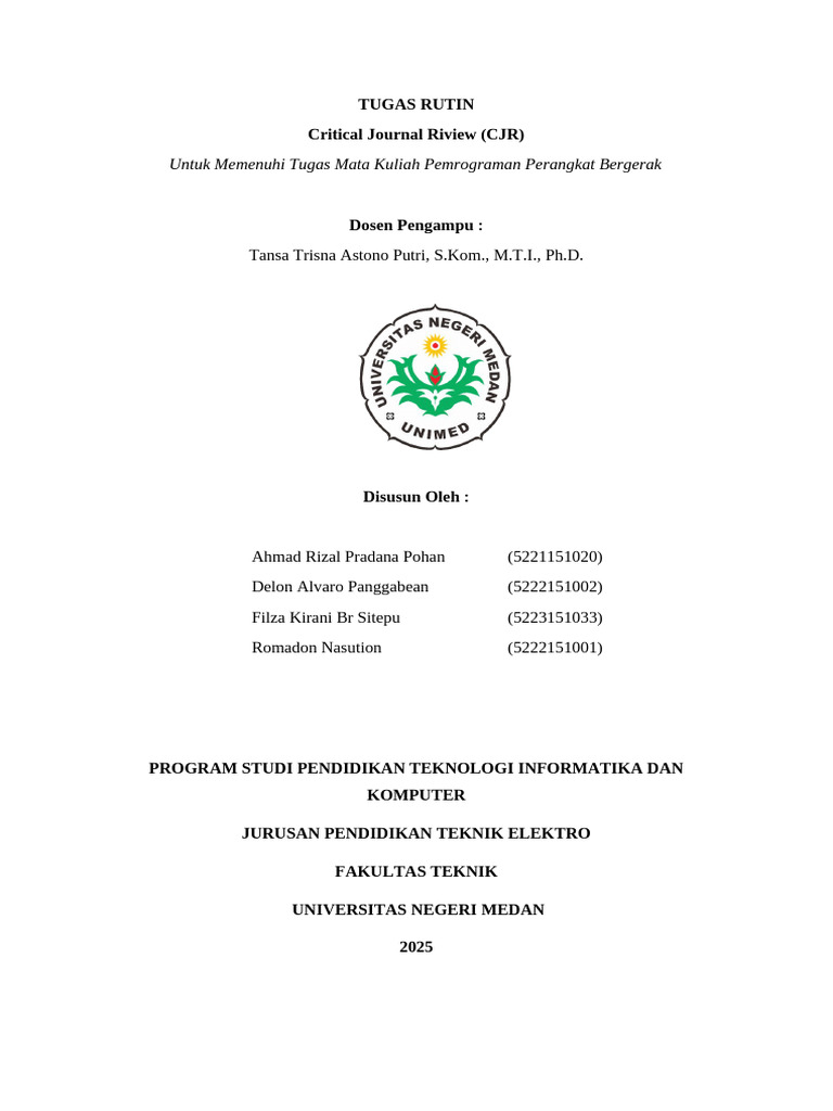 CJR - Kelompok 4 - Pemrograman Perangkat Bergerak | PDF