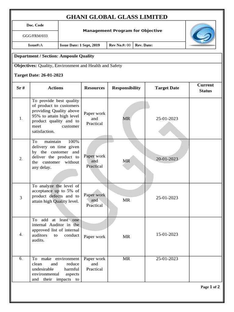 33.management Program For Objectives Disaster Plan New Obj 04 | PDF ...
