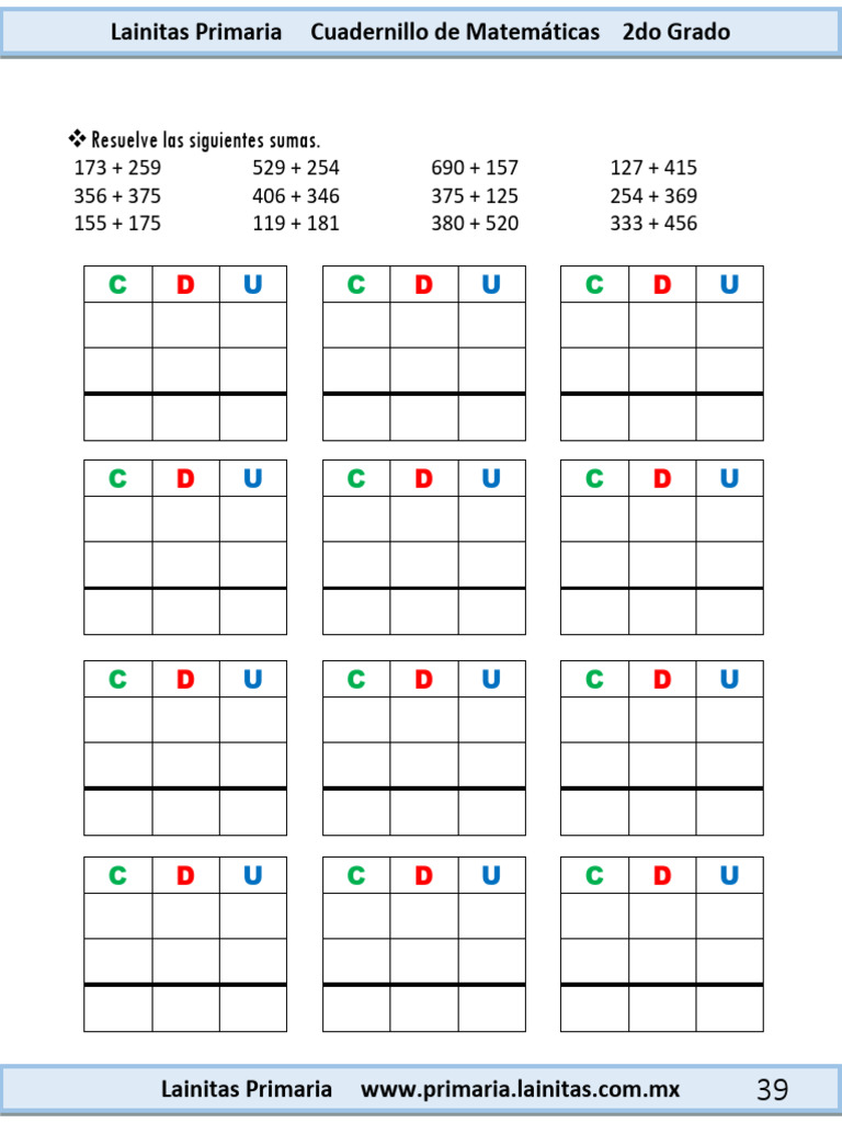 2do Grado - Cuadernillo de Matemáticas (2023-2024) - 40 | PDF