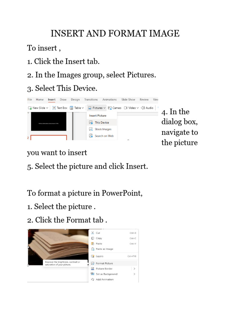 Insert and Format Image | PDF
