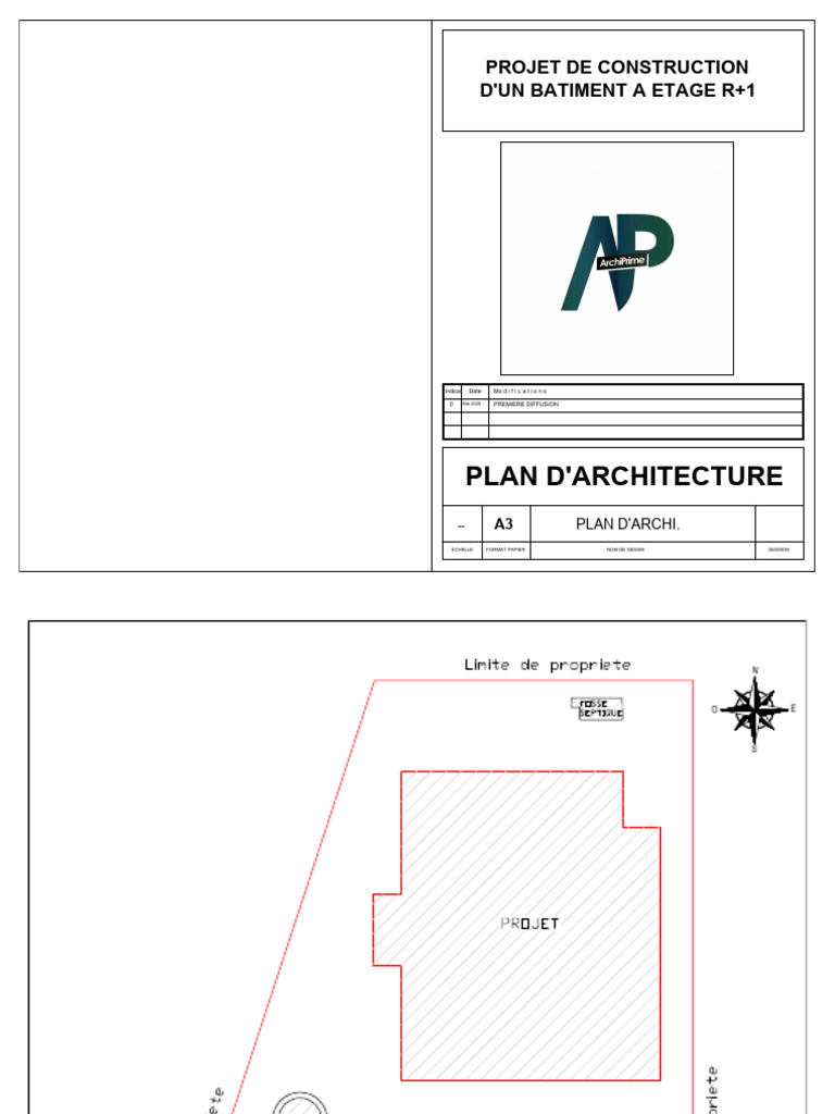 Plan de Construction d'un Bâtiment R+1 | PDF | Maçonnerie | Éléments ...