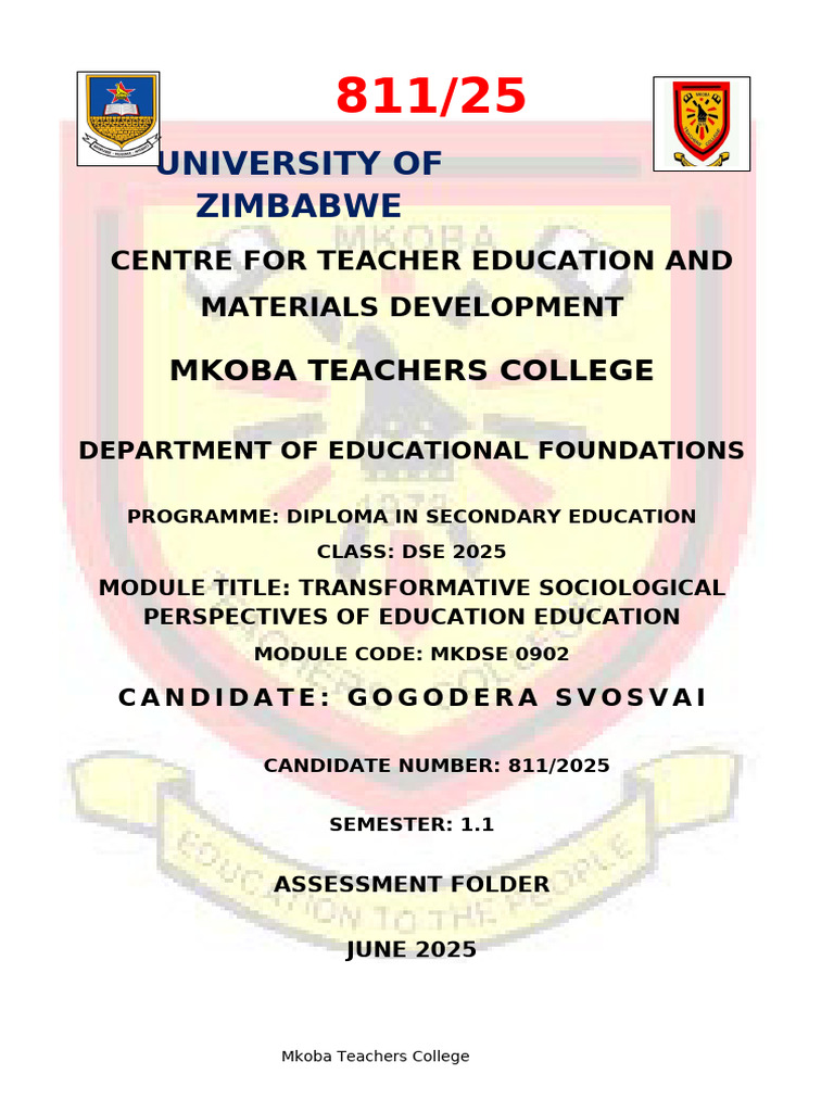 Assessment Folder Cover Page 2025 | PDF