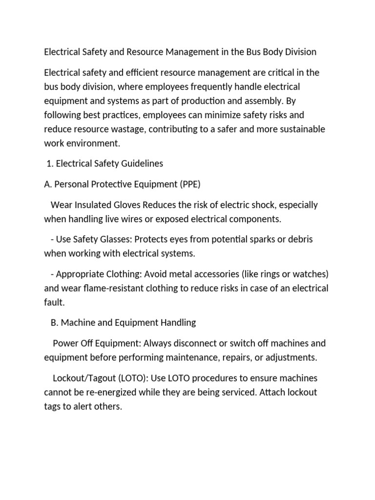Electrical Safety and Resource Management | PDF | Electricity ...