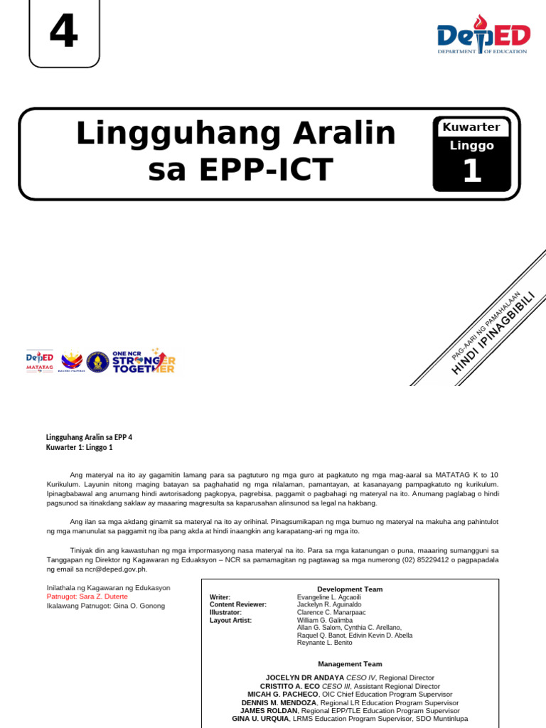 Lingguhang Aralin Sa Epp-Ict: Linggo | PDF