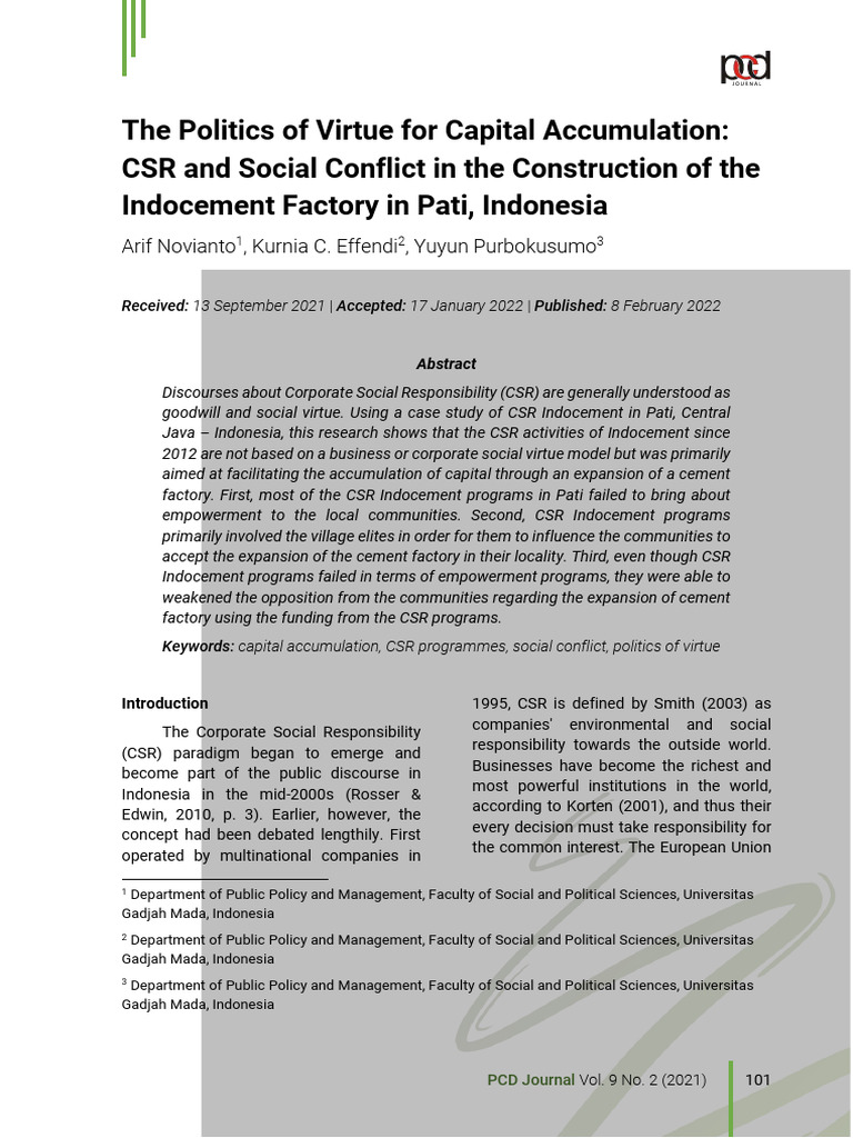 Behind The Mask of Virtue CSR Indocement | PDF | Corporate Social ...