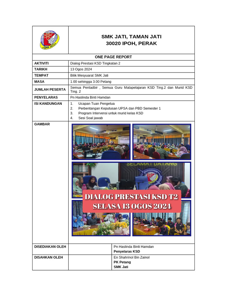 Dialog Prestasi KSD T2 | PDF