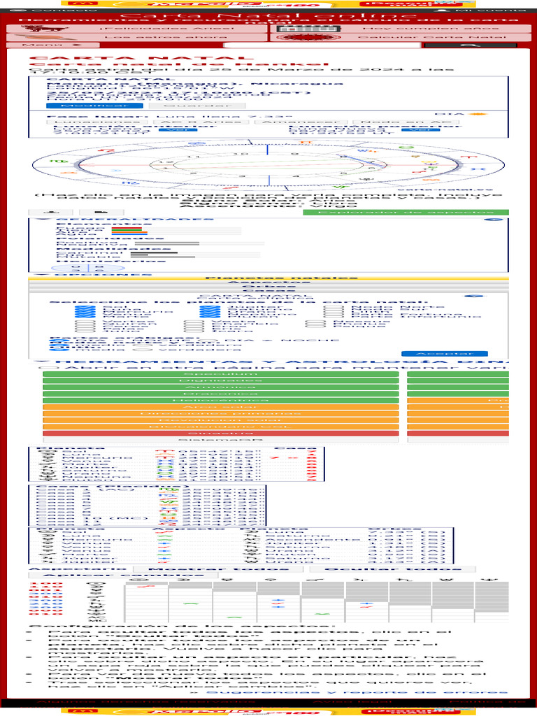 Carta Natal Calcula Tu Carta Astral Online | PDF | Horóscopo | Planetas
