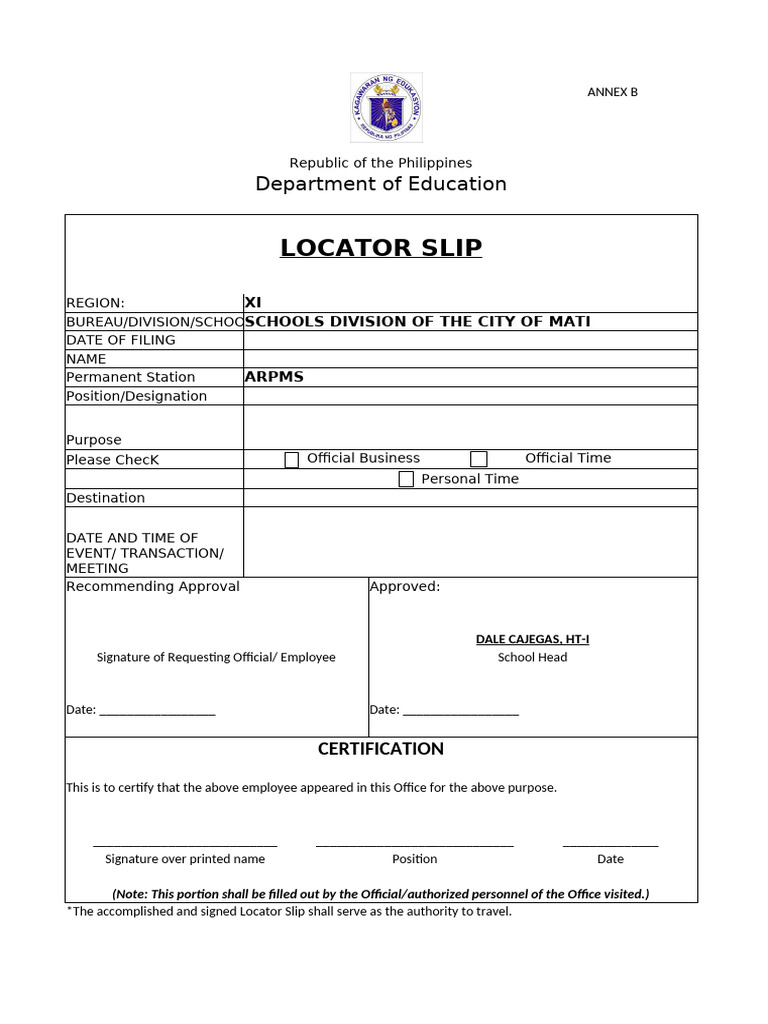Locator Slip | PDF