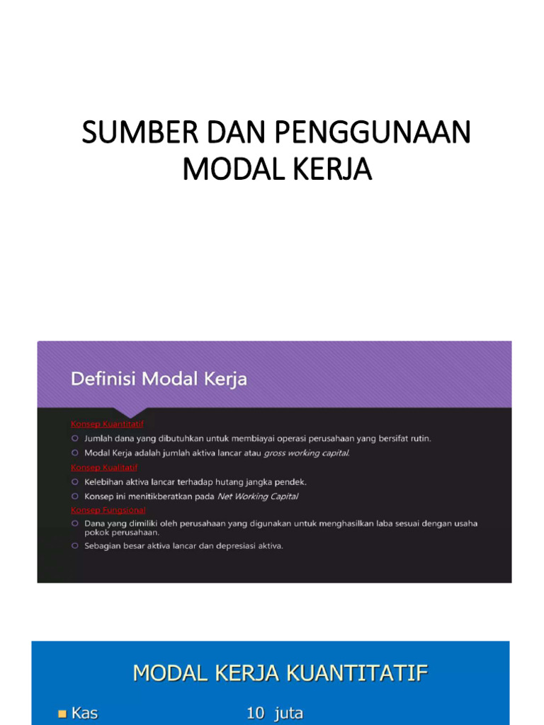 Sumber Dan Penggunaan Modal Kerja | PDF