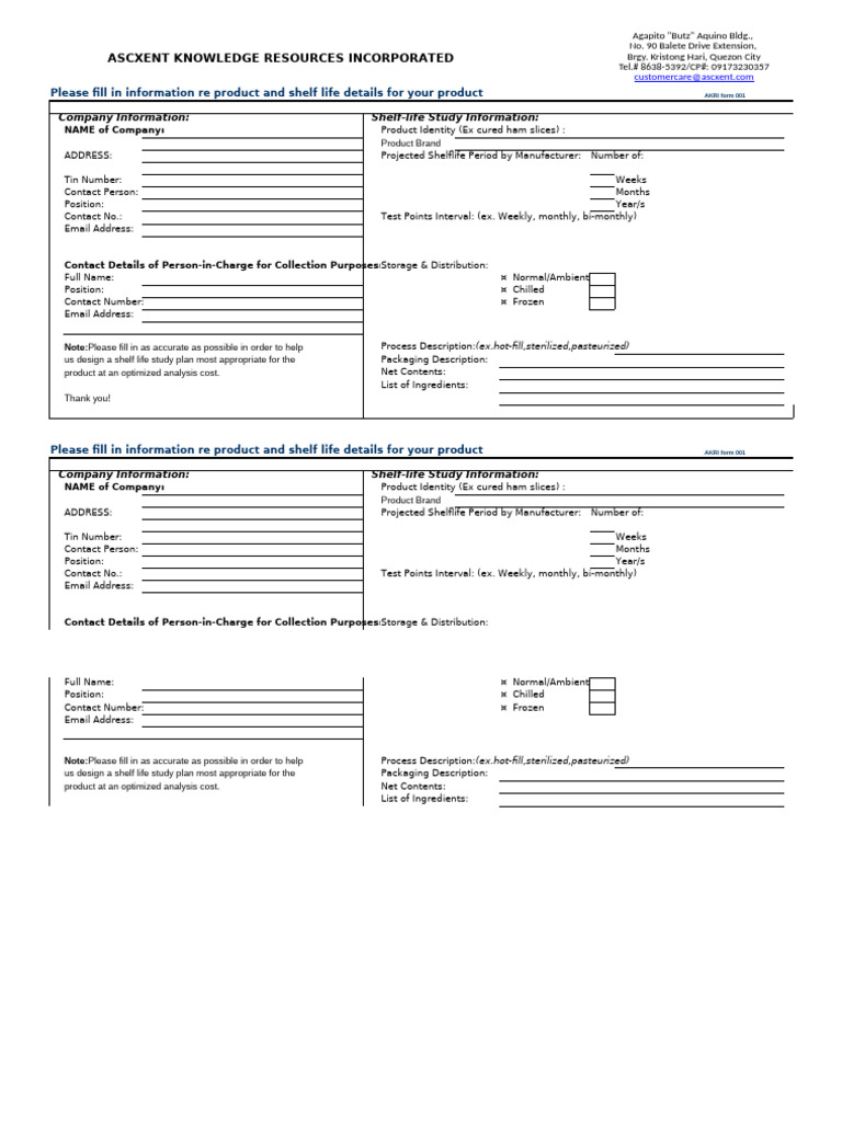 AKRI Shelflife Inquiry Form-Updated | PDF | Shelf Life | Freight Transport