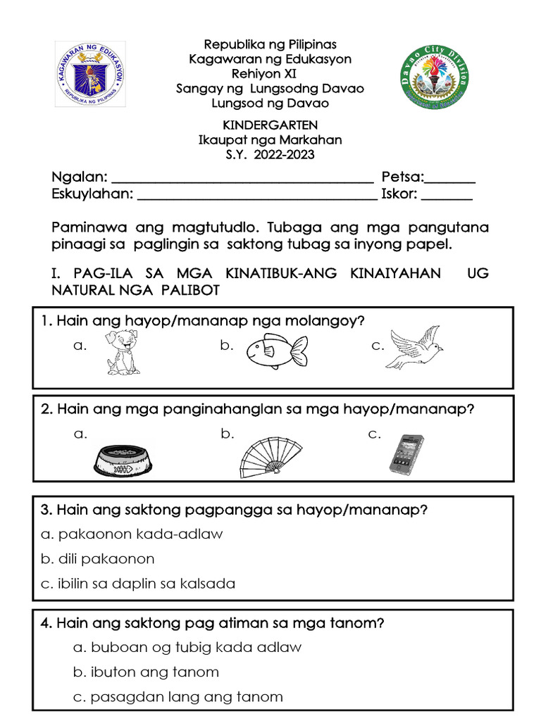 Kindergarten TQ Q4 | PDF