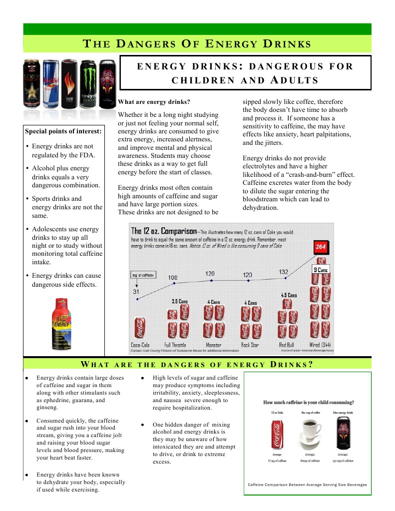 Dangers and Side Effects of Energy Drinks | PDF | Caffeine | Vitamin B12