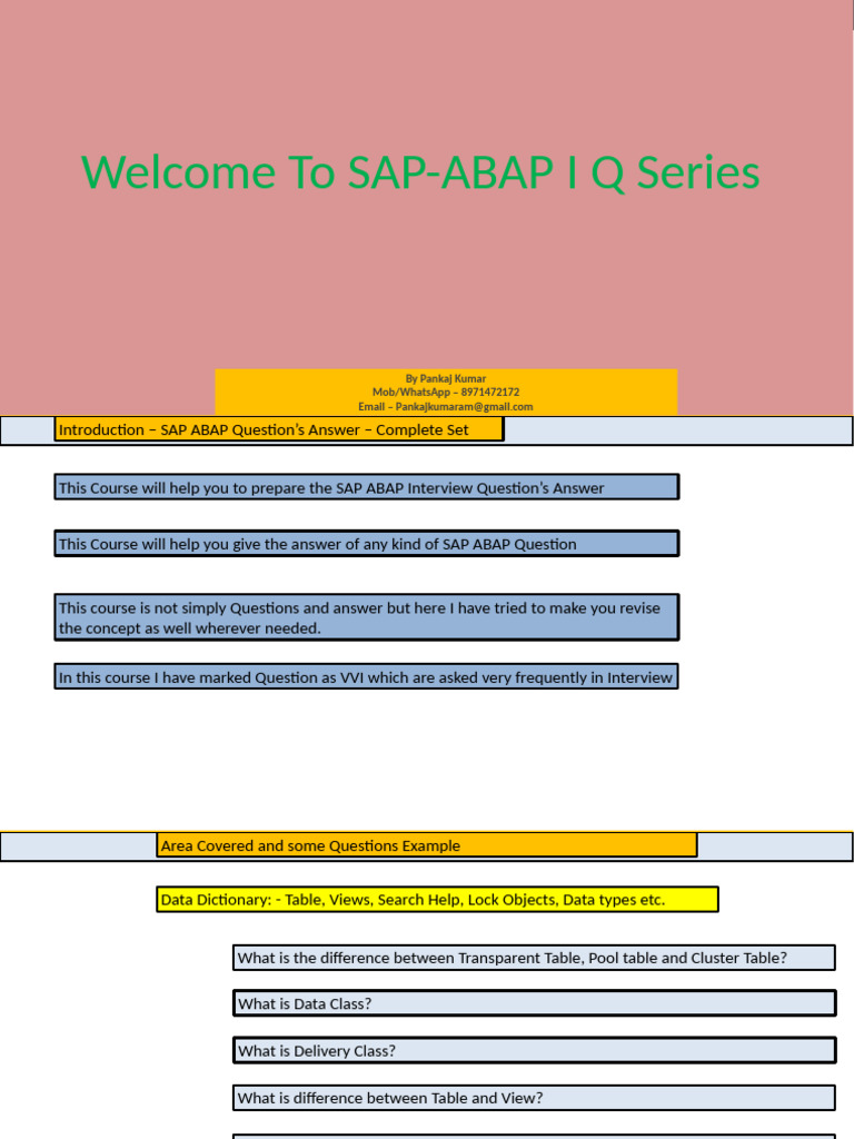ABAP Interview Questions and Answer in Detail | PDF | Database Index | Databases