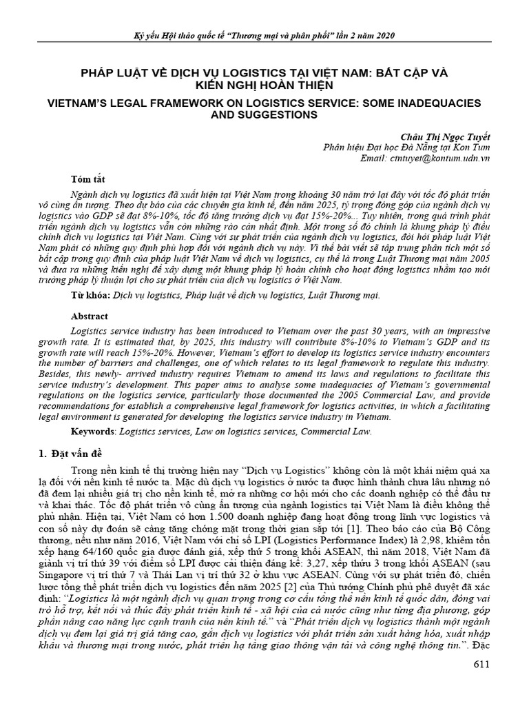 Pháp Lu TV D CHV Logistics T IVI T Nam: B TC PVÀ KI N NGH Hoàn Thi N | PDF