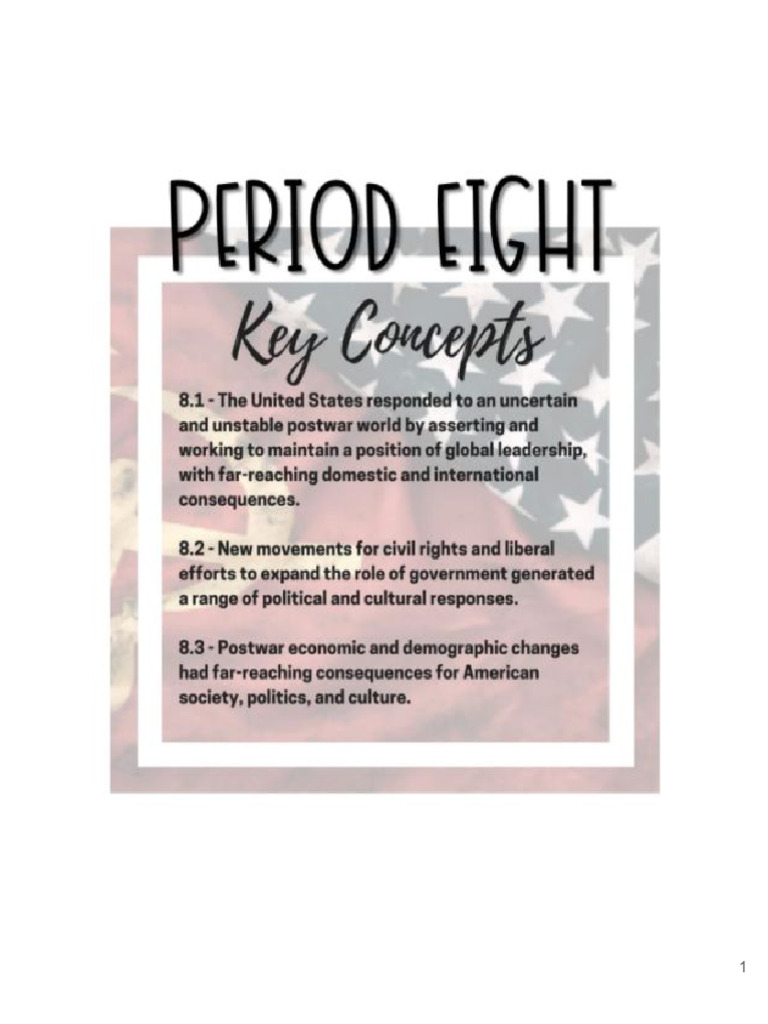 Apush Amsco Topic Workbook - Period 8 | PDF | Mc Carthyism | Cold War
