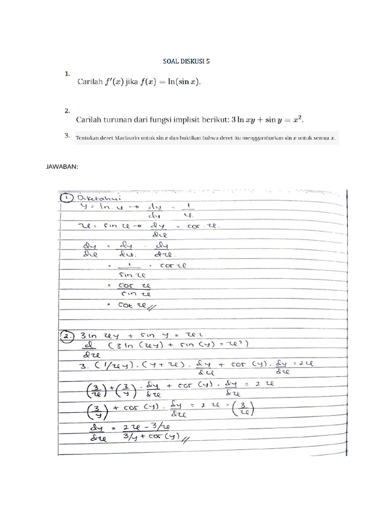 JAWABAN DISKUSI 5 Kalkulus | PDF
