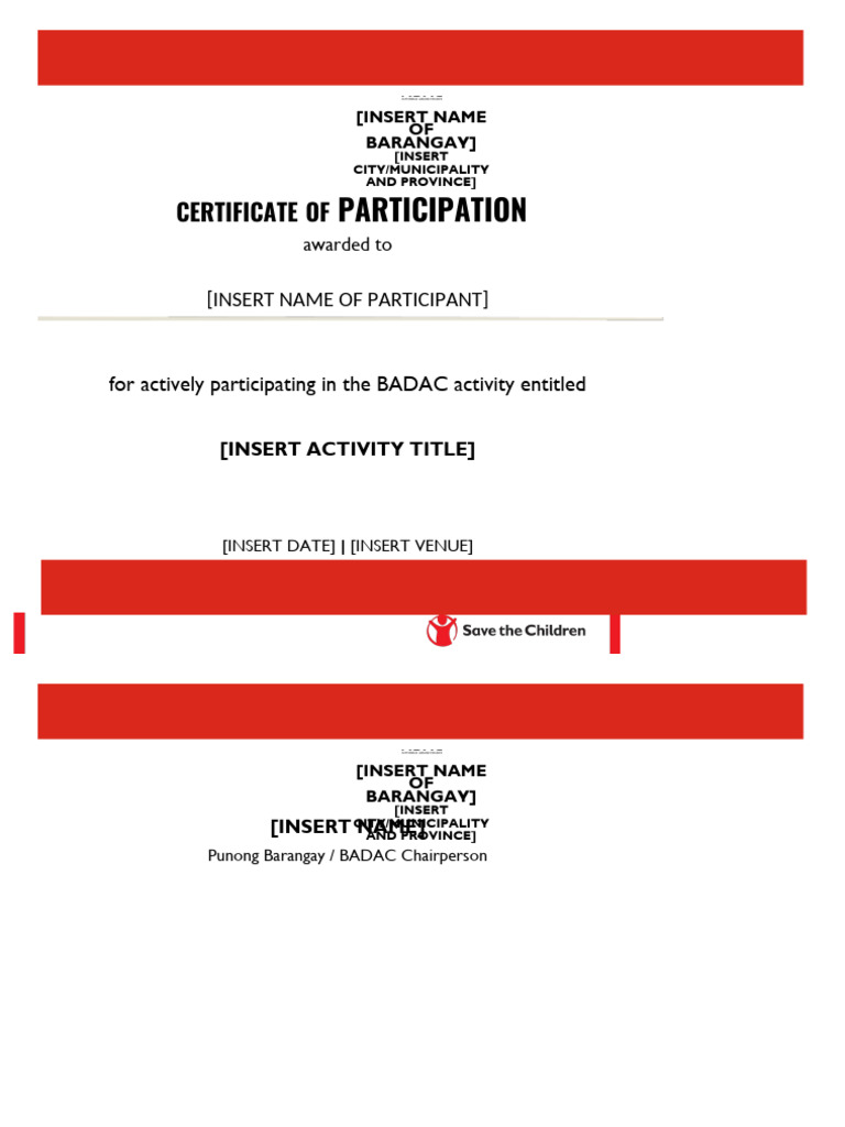 BADAC TEMPLATE - Certificate of Participation | PDF