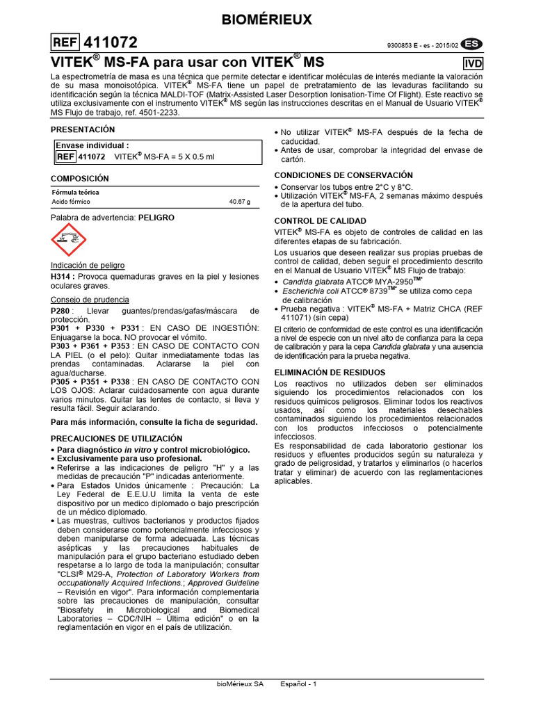 VITEK MS-FA: Identificación de Levaduras | PDF | Laboratorios
