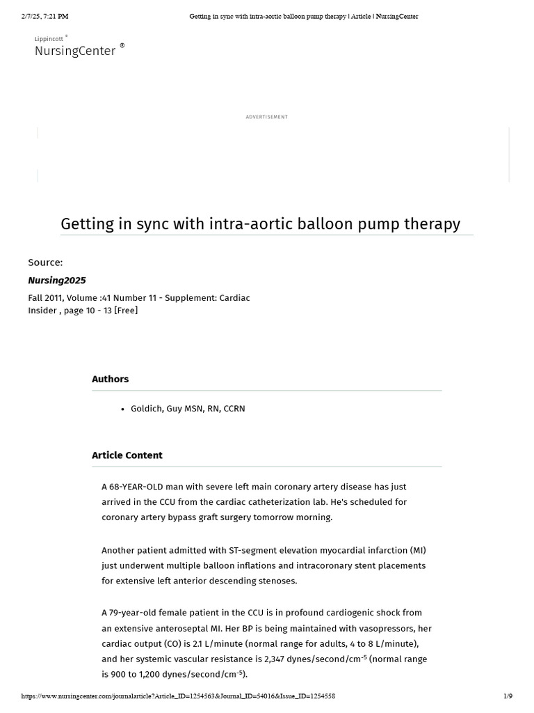 IABP Article | PDF | Aorta | Coronary Circulation