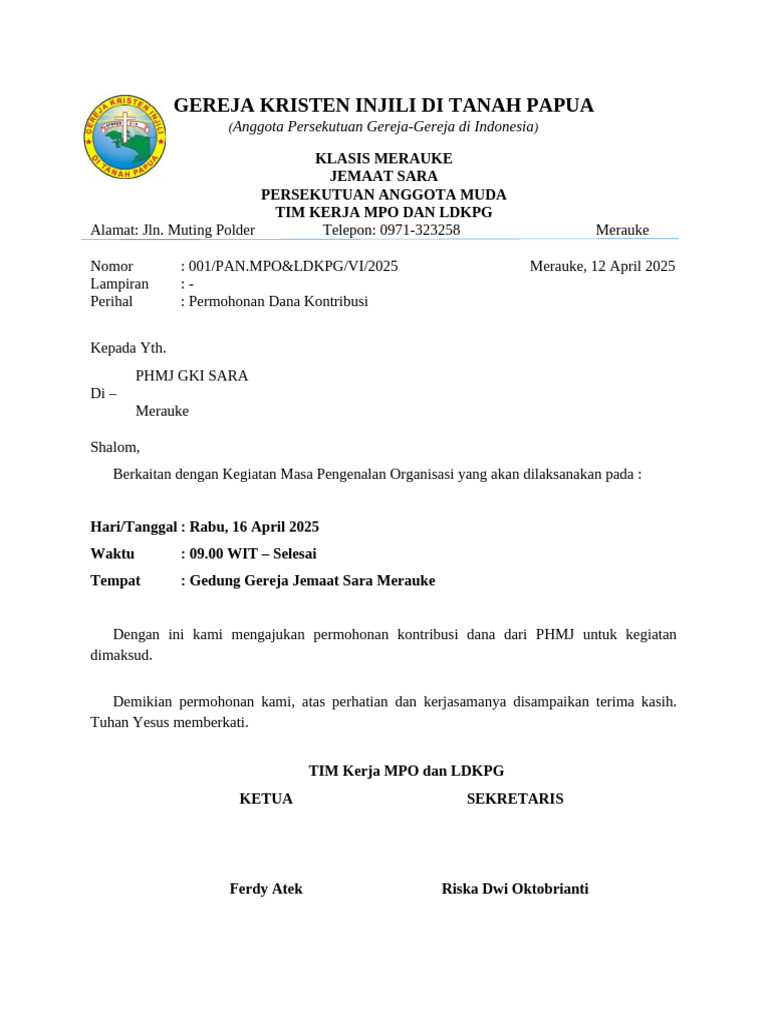 Surat Permohonan Kontribusi Mpo | PDF