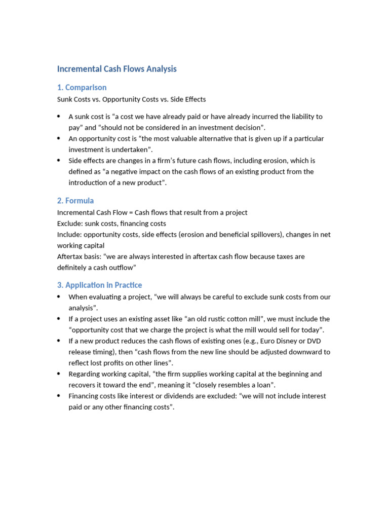 Incremental Cash Flows Analysis | PDF