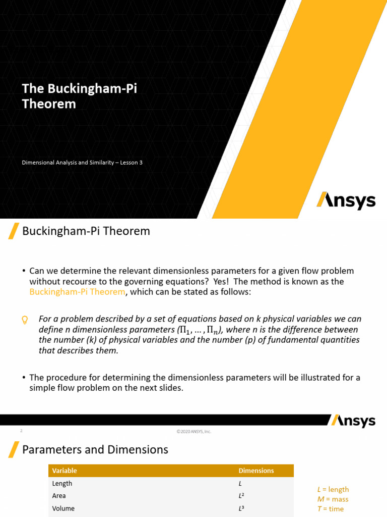 Dimensional Analysis Similarity Lesson3 Buckingham Pi Theorem Handout (1) | PDF | Physics ...