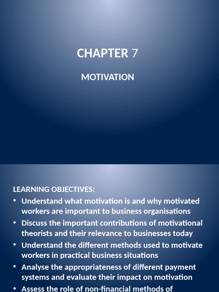 CHAPTER 7 Motivation | PDF | Motivation | Motivational