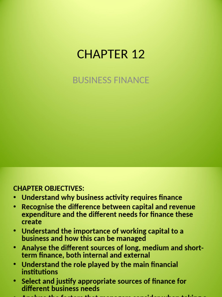 CHAPTER 13 Business Finance | PDF | Factoring (Finance) | Banks
