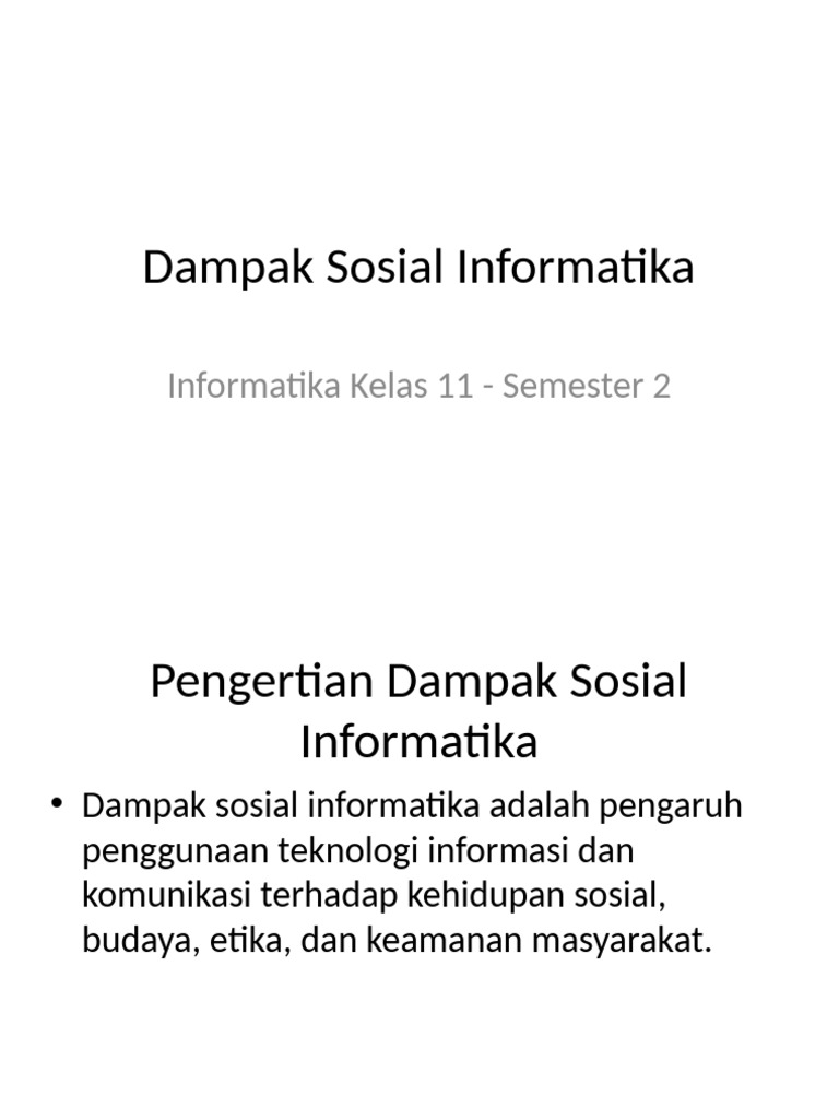 Dampak Sosial Informatika Lengkap | PDF