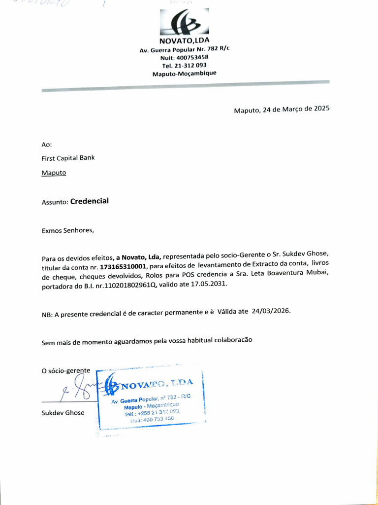 Credencial FCB Novato Lda | PDF