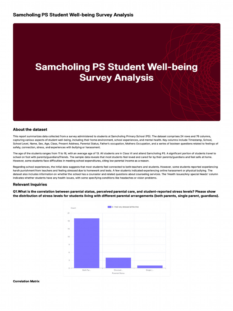 Samcholing PS Student Well-Being Survey Analysis | PDF