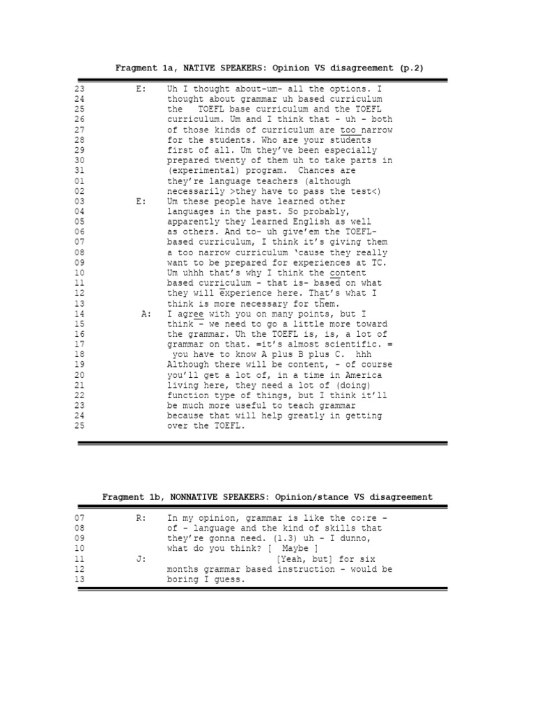 Excerpts Conversation Analysis | PDF | Cultural Assimilation | Learning