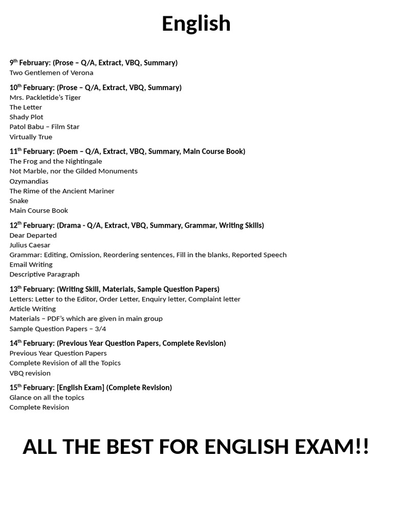 Class 10 Important Topics to revise | PDF