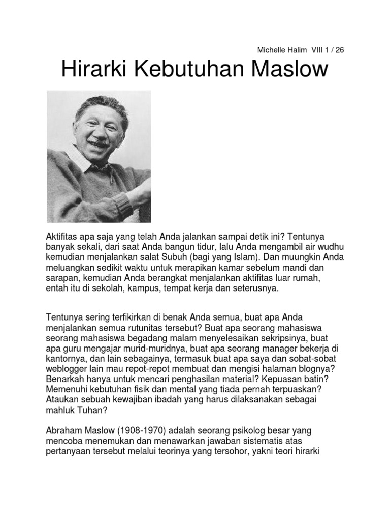 Hirarki Kebutuhan Maslow | PDF