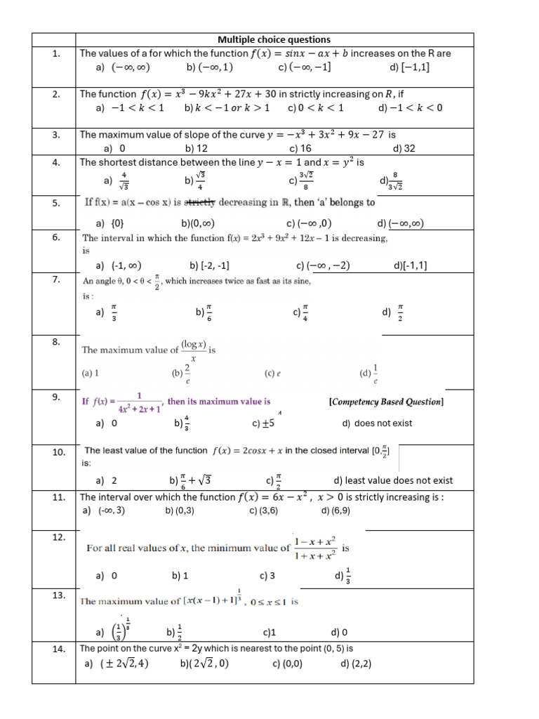 AOD AR, MCQ, CS Notebook Work | PDF | Function (Mathematics) | Length
