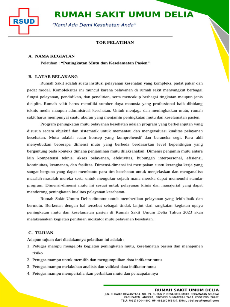 TOR Pelatihan | PDF