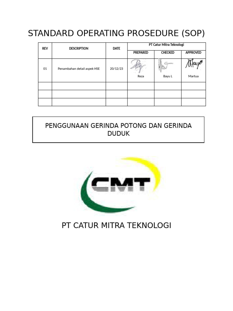 Sop Penggunaan Gerinda | PDF