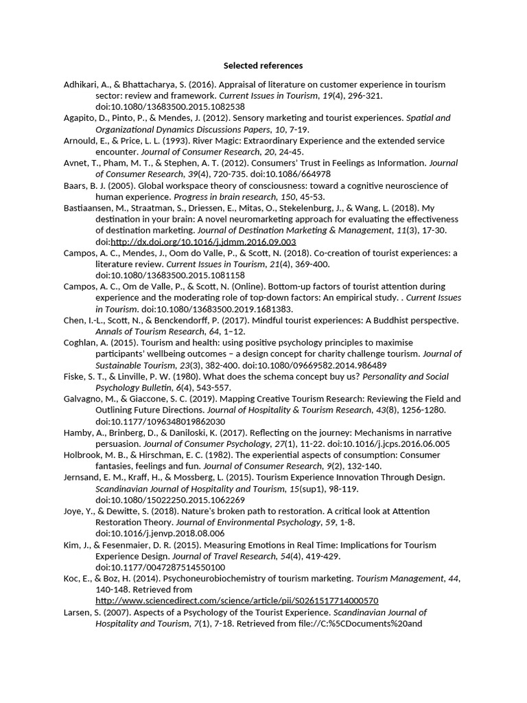 Reading List 1 For Tourism Experience Design | PDF | Emotions ...
