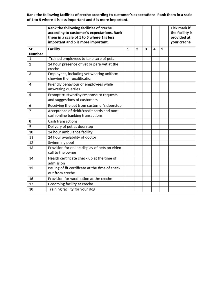 Table For Creche Owners (Final) | PDF