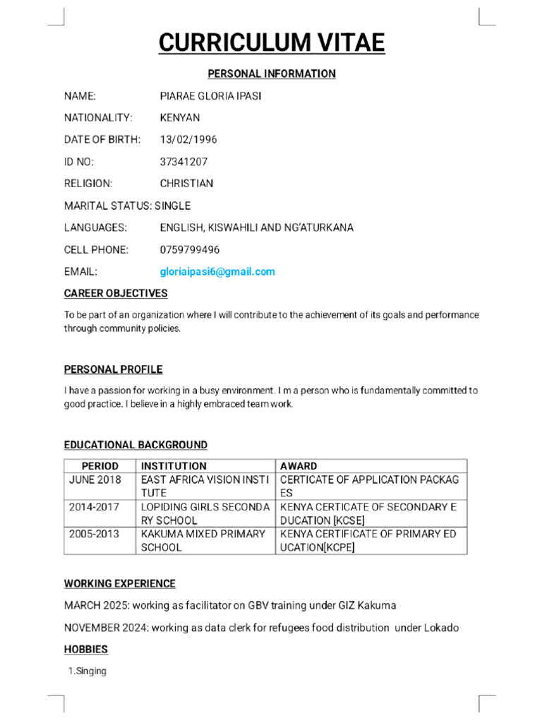 Gloria Curriculum Vitae - Phoenix | PDF