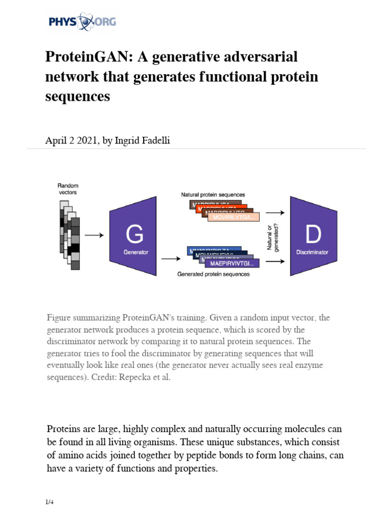 ProteinGAN Functional Protein | PDF | Proteins | Artificial Intelligence
