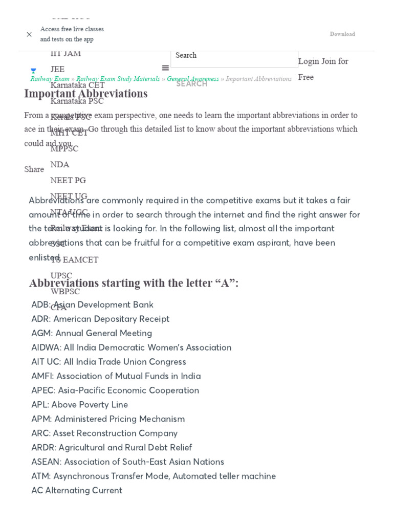 Ultimate List of Important Abbreviations | PDF | United Nations | International Relations