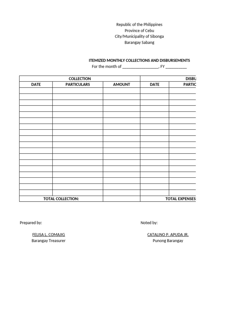 Itemized Collections and Disbursements | PDF