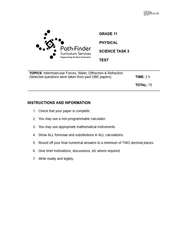 g11 Psci Task 3a T Test | PDF | Chemical Bond | Intermolecular Force