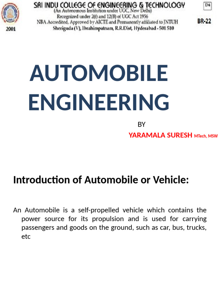 Overview of Automobile Engineering | PDF | Fuel Injection | Diesel Engine