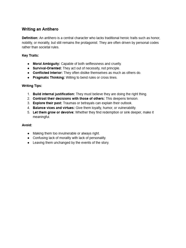 Writing An Antihero | PDF
