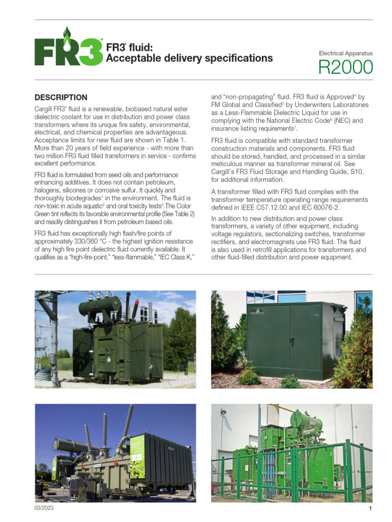R2000 FR3 Delivery Specs 2023 | PDF | Transformer | Polychlorinated ...