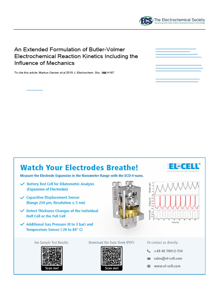 Extended Butler-Volmer Kinetics Model | PDF | Electrode | Electrochemistry
